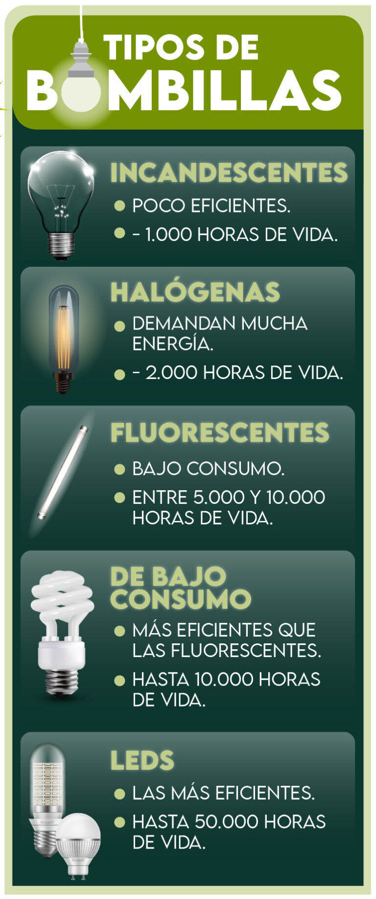 Conoce los diferentes tipos de bombillas LED que puedes usar en tu hogar